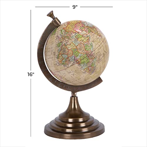 Deco 79 Aluminum Metal Globe, 9" x 8" x 16", Copper