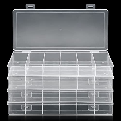 WYOMER 4 Pack 6-Grids Plastic Fishing Tackle Bait Hooks Storage Box Mascara Brushes Container Plastic Storage Organizer Container for Crafts, Beads Earrings