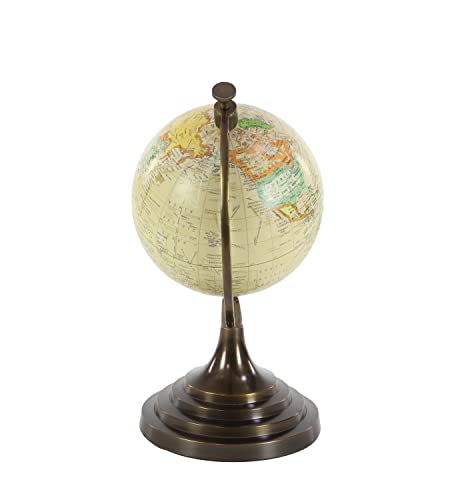 Deco 79 Aluminum Metal Globe, 9" x 8" x 16", Copper