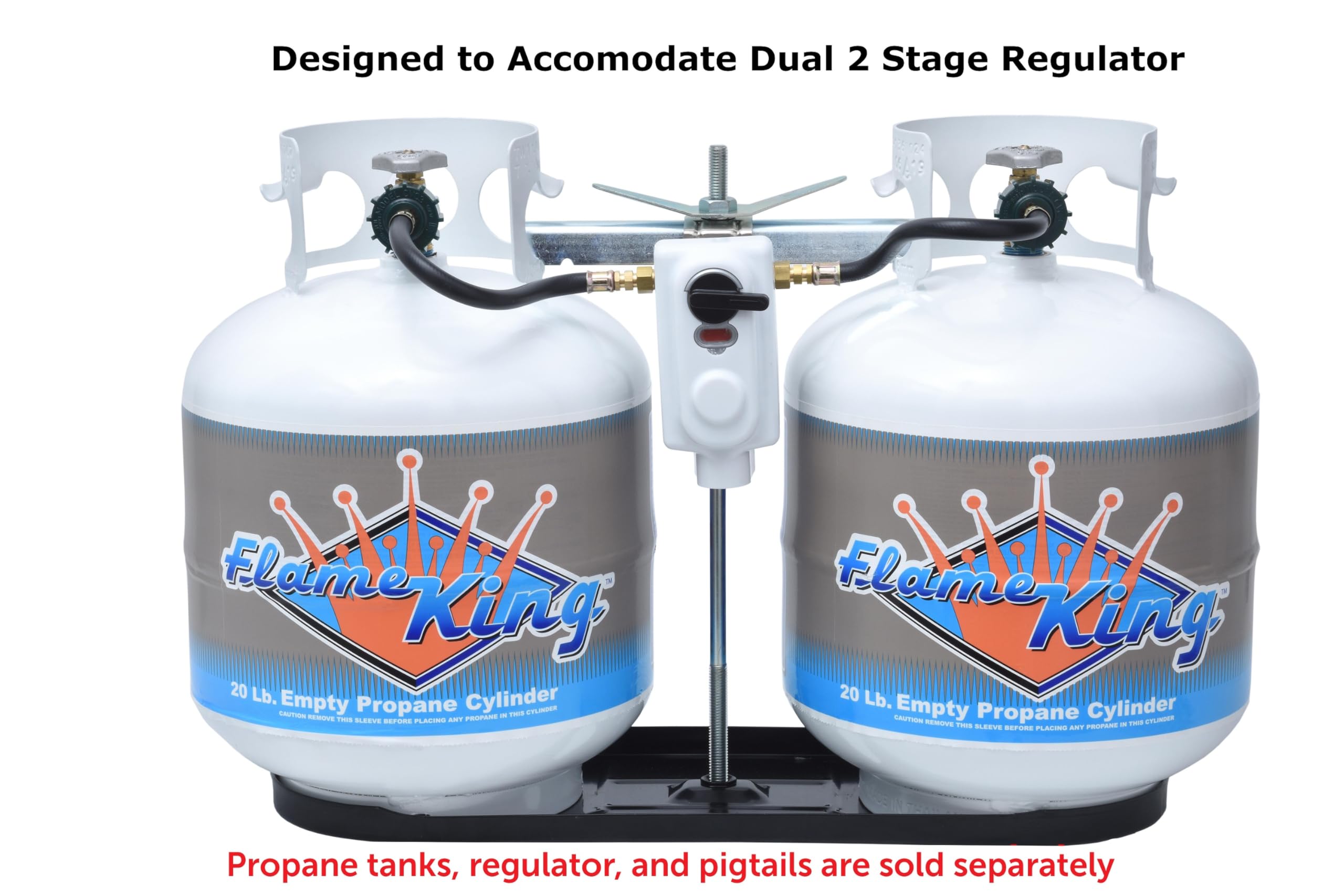 Flame King Dual RV Propane Tank Cylinder Rack for RVs and Trailers for 20lb Tanks - KT20MNT (Tanks Sold Separately)