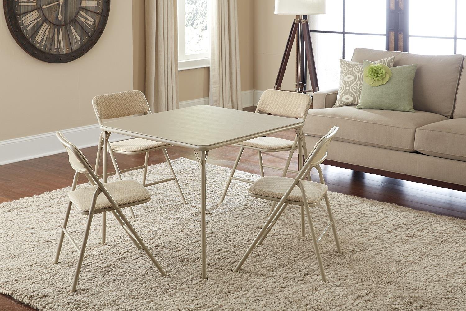 Ameriwood Home Cosco 5-Piece Folding Table and Chair Set, Tan