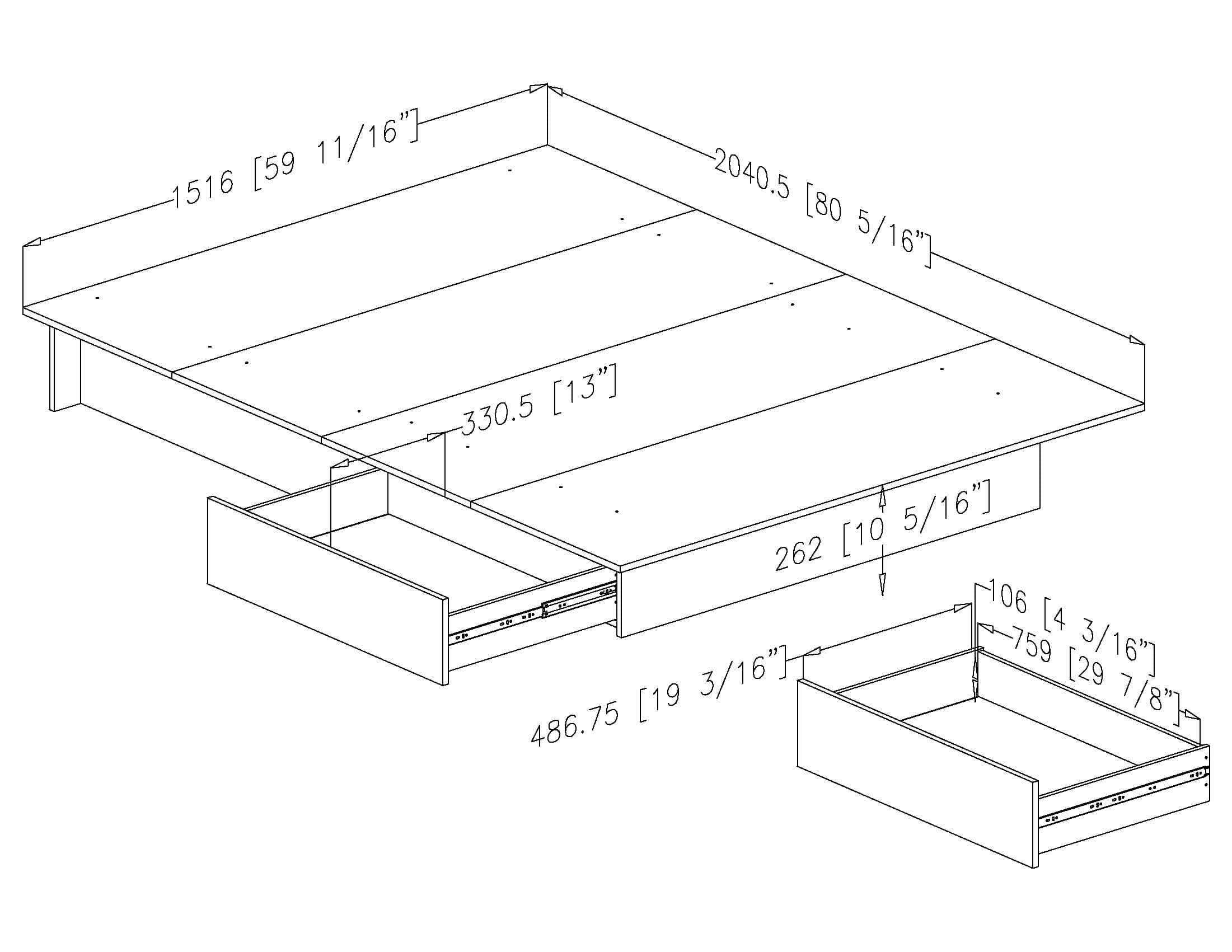 South Shore Step One Full/Queen Platform Bed (54/60'') with drawers, Pure White