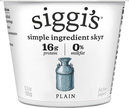 siggi's Icelandic Strained Nonfat Yogurt, Plain, 5.3 oz. Single Serve Cup โ Thick, Protein-Rich Yogurt Snack