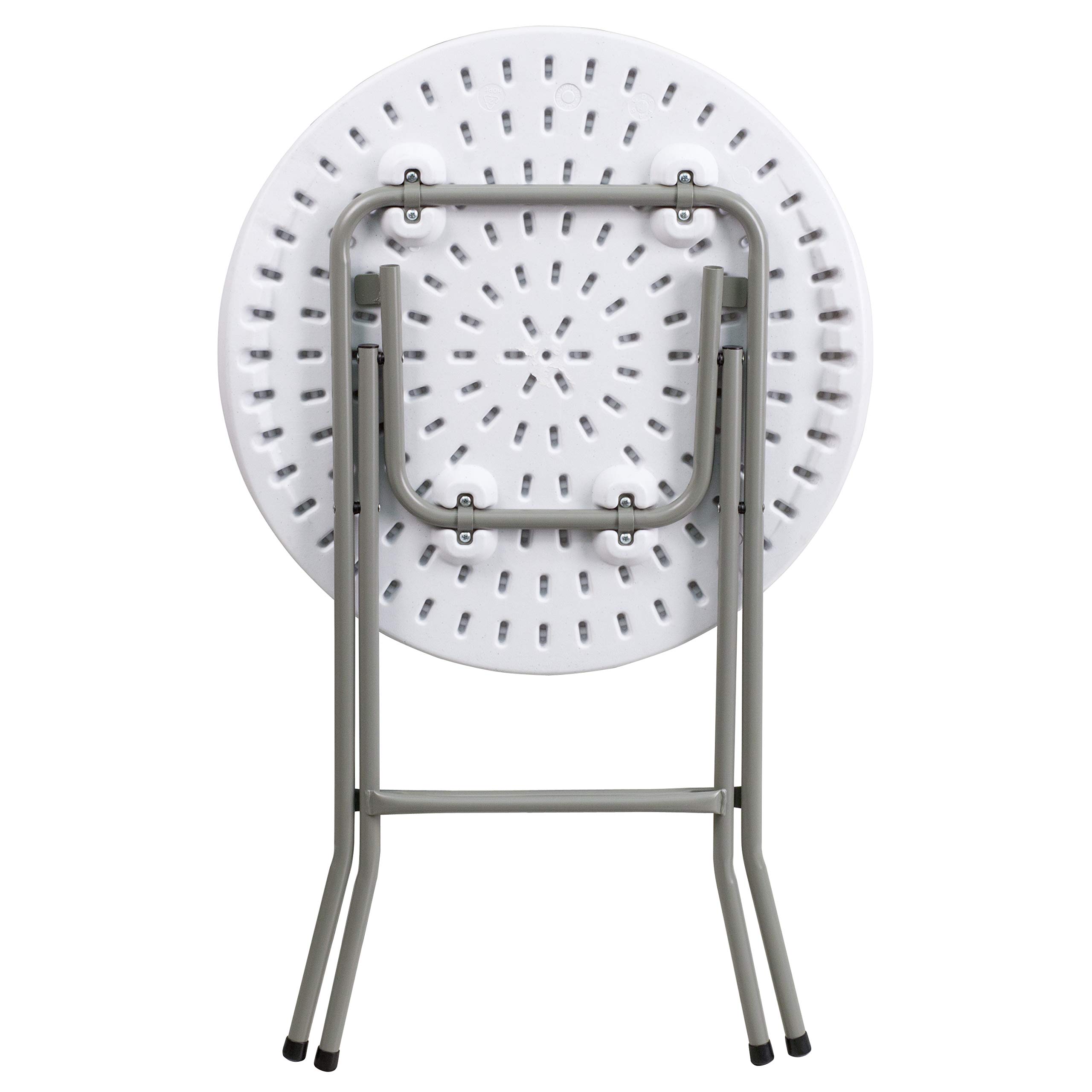 Flash Furniture Elon 2' Round All-Occasion Plastic Folding Event Table, Foldable Portable Banquet Table for Indoor/Outdoor Events, White