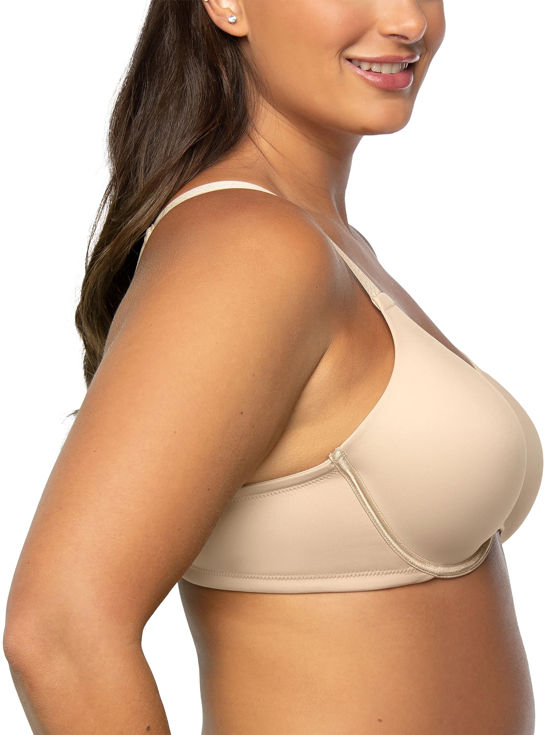 Vanity Fair Womens Full Figure Beauty Back Smoothing Bra, 4-way Stretch Fabric, Lightly Lined Cups Up To H Bra, Underwire - Beige, 38D US