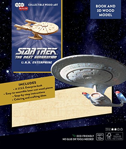 Star Trek The Next Generation U.S.S. Enterprise 3D Wood Puzzle & Model Figure Kit (50 Pcs) - Build & Paint Your Own 3D Space Ship Toy - Educational Gift for Kids & Adults, No Glue Required, 10+