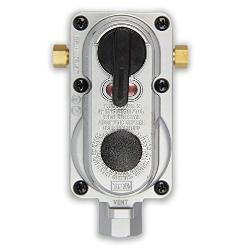 Flame King (KT12ACR-2) 2-Stage Auto Changeover LP Propane Gas Regulator With Two 12 Inch Pigtails For RVs, Vans, Trailers