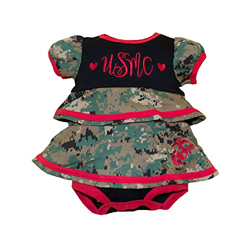 TC USMC Baby Girl Dress Blues Style Embroidered Ruffle Dress (6-9 Month)