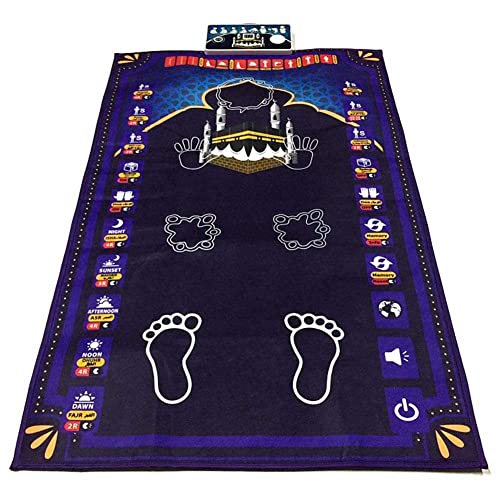 Asheep Smart Muslim Prayer Mat for Kids, Muslim Prayer Rug Electronic Islamic Prayer Mat with Worship Step Guide for Kids Toddlers, Kid Ramadan Gifts, 43.3x27.5 in (Color : Dark Blue)