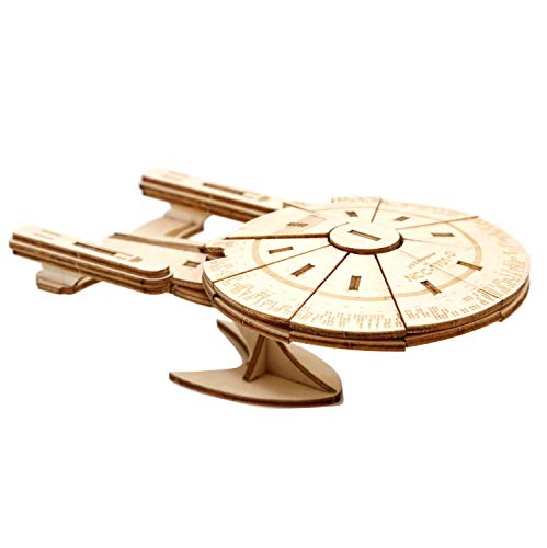Star Trek The Next Generation U.S.S. Enterprise 3D Wood Puzzle & Model Figure Kit (50 Pcs) - Build & Paint Your Own 3D Space Ship Toy - Educational Gift for Kids & Adults, No Glue Required, 10+