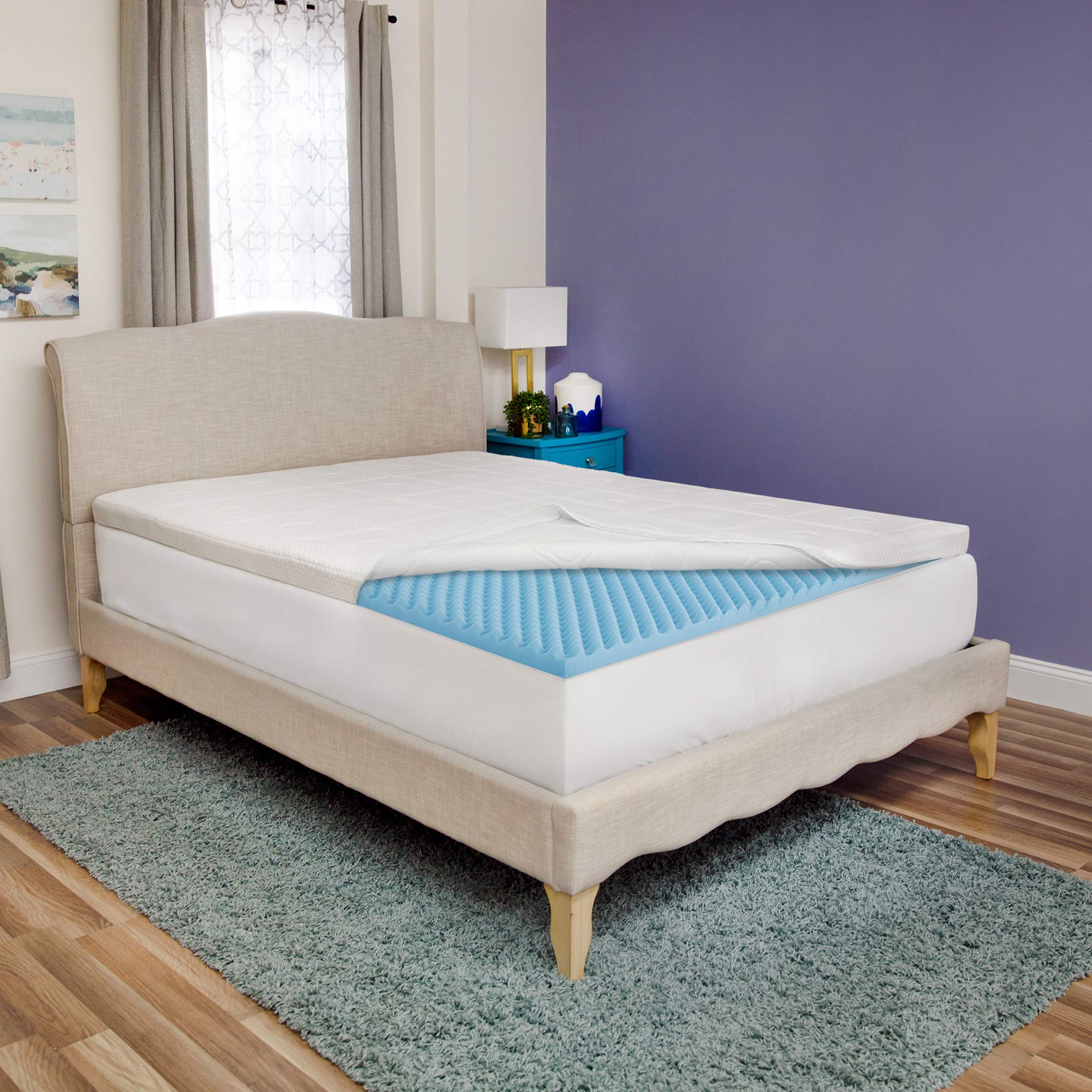 SensorPEDIC Luxury Extraordinaire 3-Inch Quilted Memory Foam Mattress Topper, California King Size, White