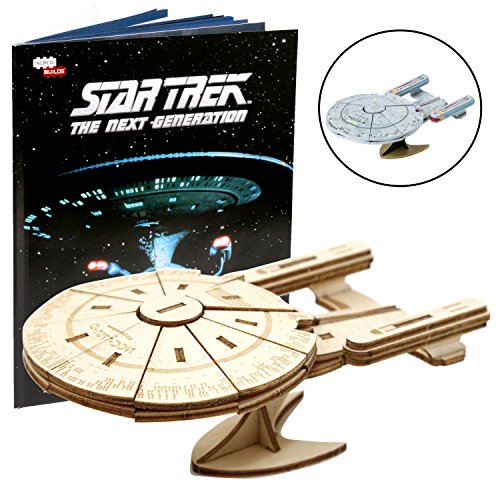 Star Trek The Next Generation U.S.S. Enterprise 3D Wood Puzzle & Model Figure Kit (50 Pcs) - Build & Paint Your Own 3D Space Ship Toy - Educational Gift for Kids & Adults, No Glue Required, 10+