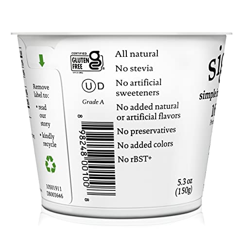 siggi's Icelandic Strained Nonfat Yogurt, Plain, 5.3 oz. Single Serve Cup โ Thick, Protein-Rich Yogurt Snack
