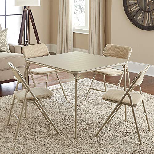 Ameriwood Home Cosco 5-Piece Folding Table and Chair Set, Tan
