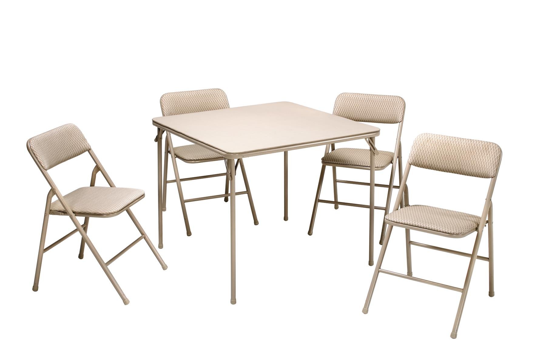 Ameriwood Home Cosco 5-Piece Folding Table and Chair Set, Tan