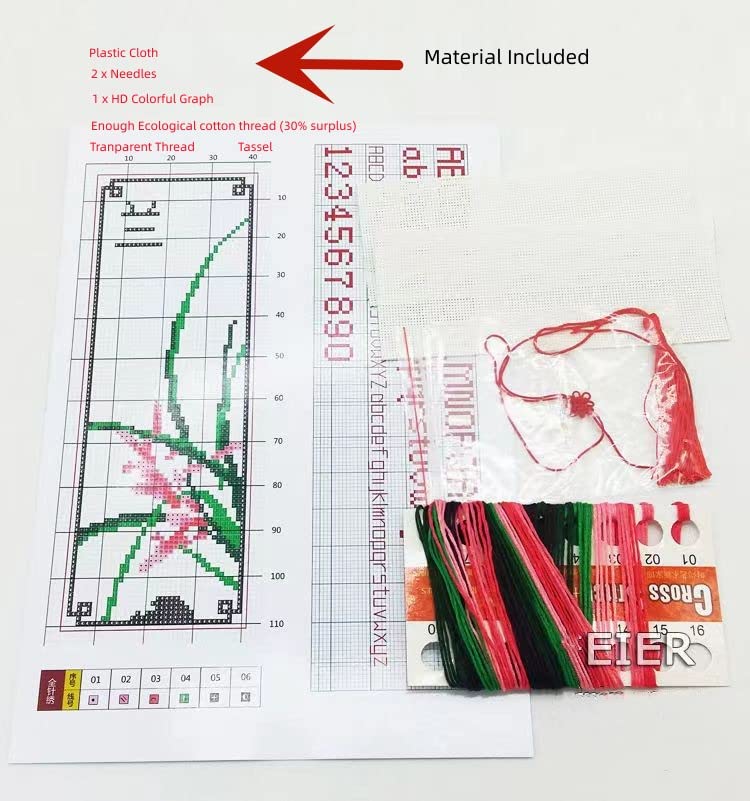 Music Instrument Counted Cross Stitch Bookmarks Kits Two Side Bookmarks Cross Stitch kit Counted 18ct Plastic Fabric Needlework Embroidery Craft kit Blank Plastic Canvas Embroidery Canvas Kit 18x6cm