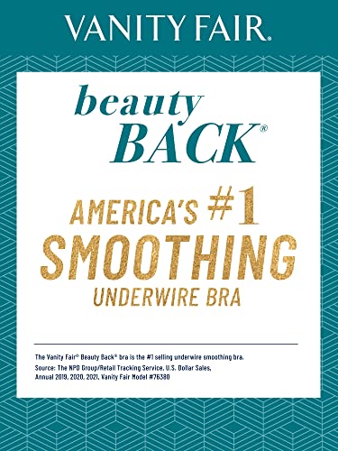 Vanity Fair Womens Full Figure Beauty Back Smoothing Bra, 4-way Stretch Fabric, Lightly Lined Cups Up To H Bra, Underwire - White, 40D US