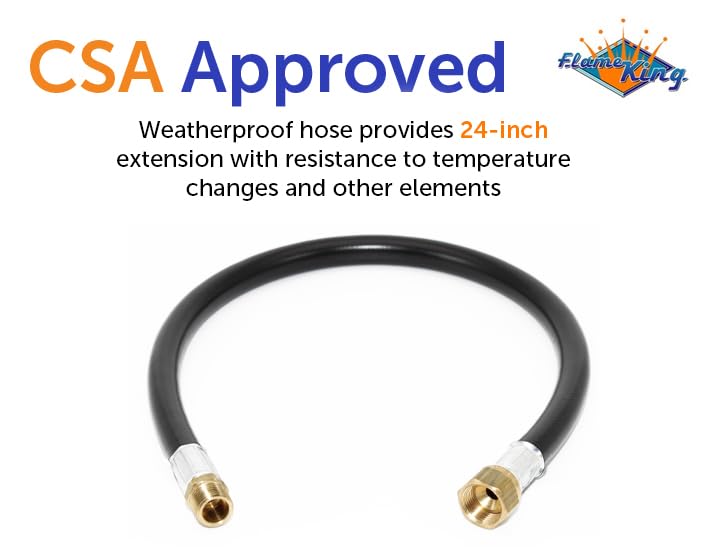 Flame King Propane Thermo Plastic Rubber Hose Assembly, 24-inch, 3/8-inch ID for RVs and Travel Trailers