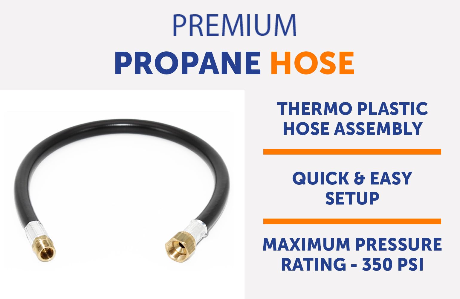 Flame King Propane Thermo Plastic Rubber Hose Assembly, 24-inch, 3/8-inch ID for RVs and Travel Trailers