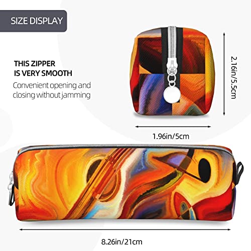 allgobee Pu Leather Pencil Bag Pen Case Colorful-Human-Musical-Arts Students Stationery Pouch Pencil Holder Desk Organizer
