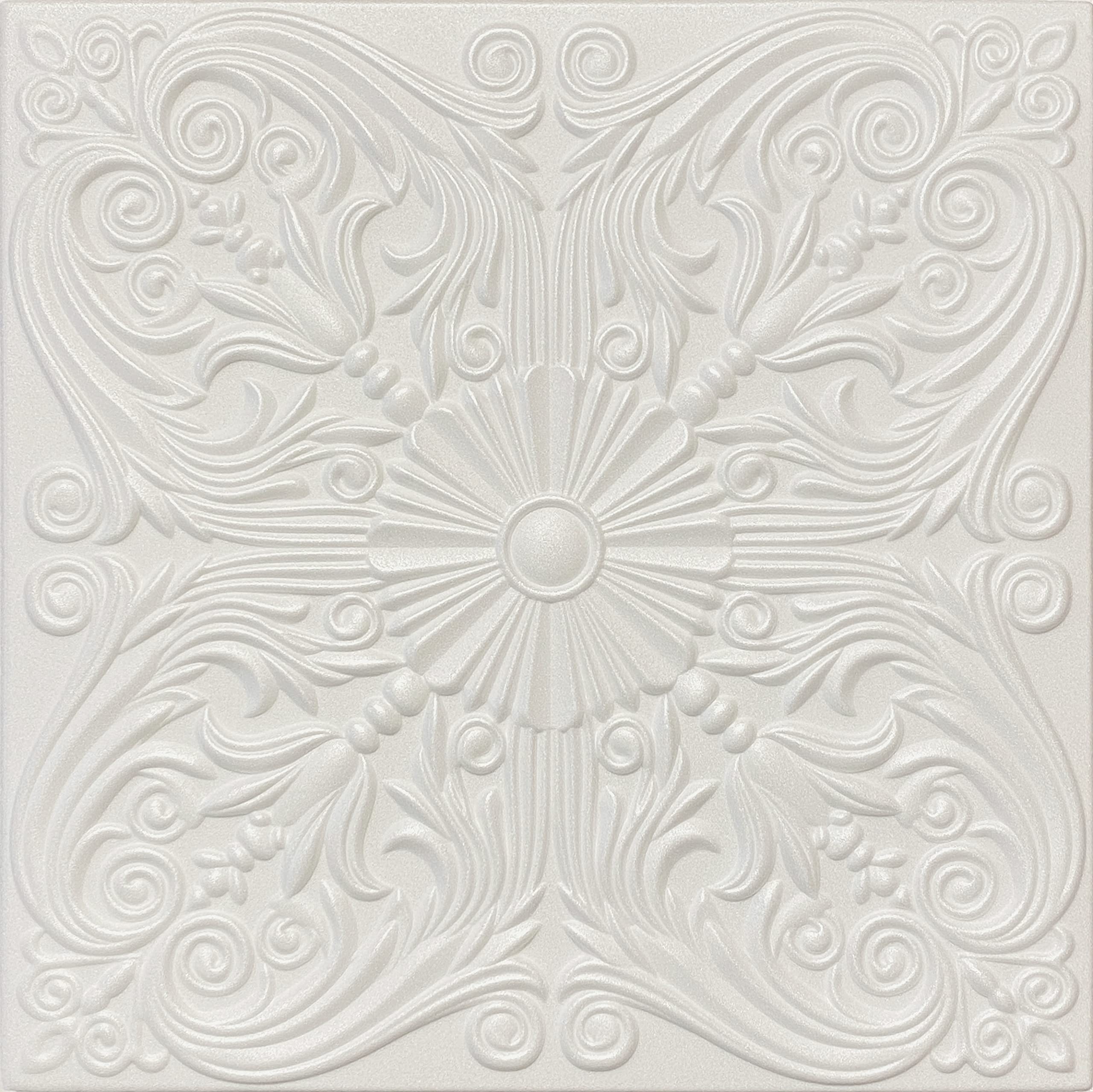 R39W Victorian White 20x20 Amazing Styrofoam Ceiling Tiles Easy to Glue Up On Any Type of Surface