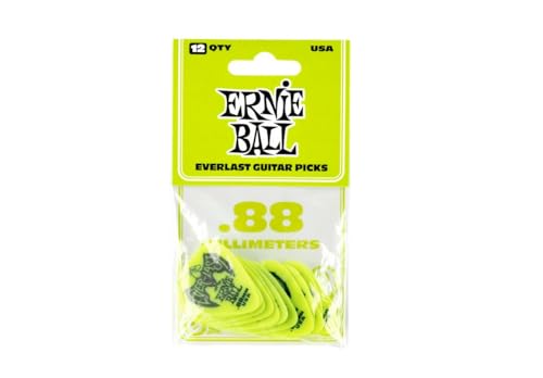 Ernie Ball Everlast Guitar Picks, Green .88mm, 12-pack (P09191)