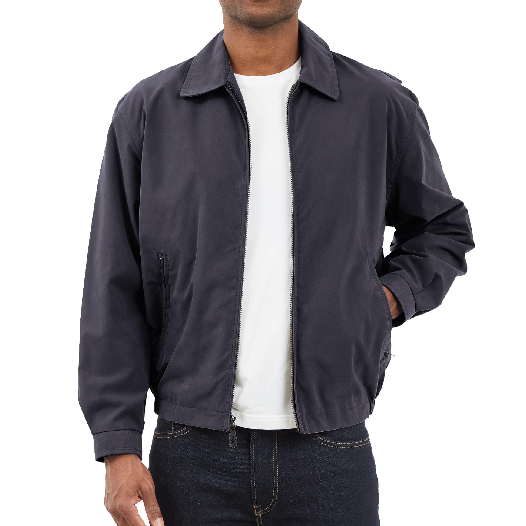 London Fog Men's Auburn Zip-Front Golf Jacket (Regular & Big-Tall Sizes), Navy, Large