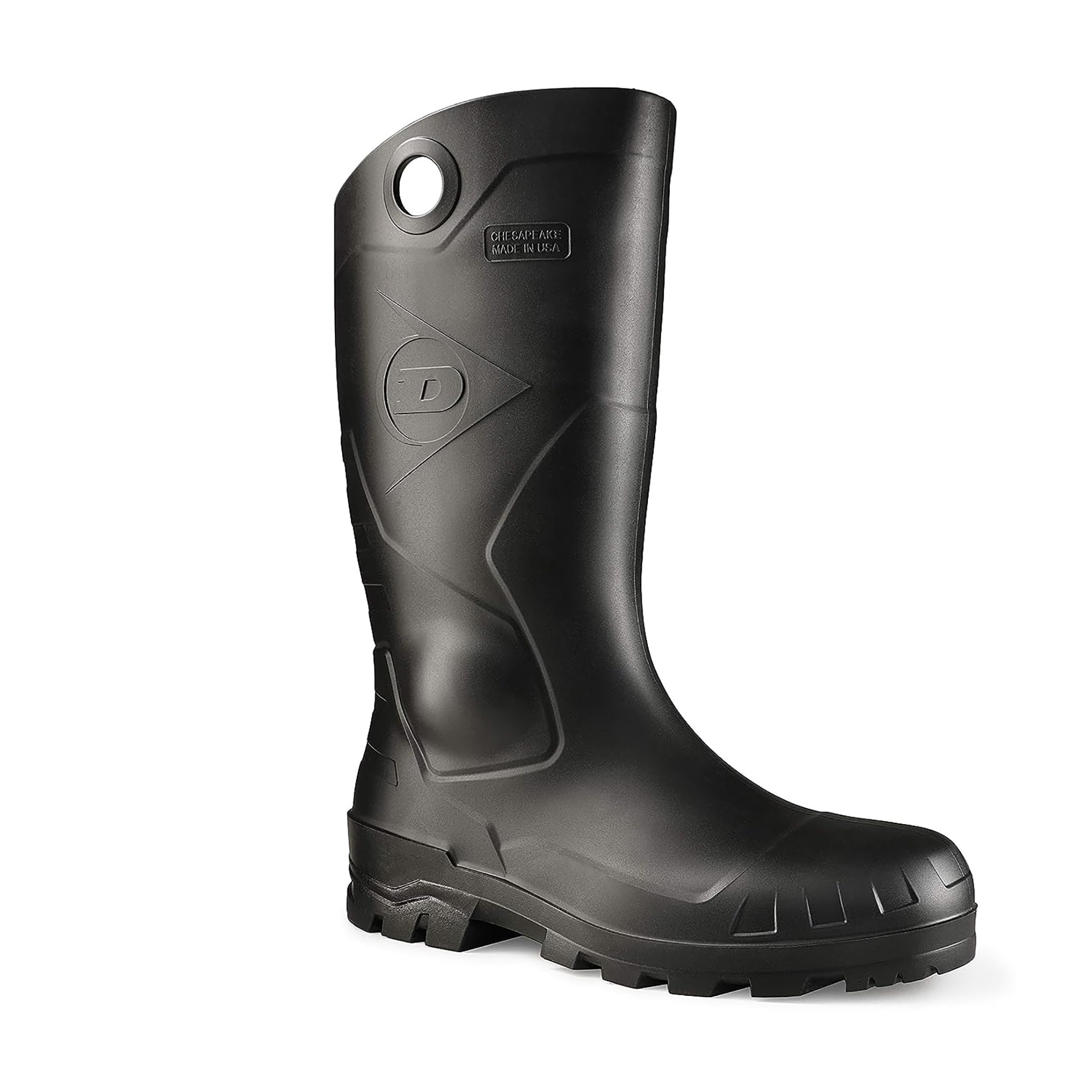 DUNLOP Protective Footwear, Chesapeake Plain Toe, 100% Waterproof, Lightweight and Durable PVC Boots, Slip Resistant, 8677577.14, Size 14 US, Black