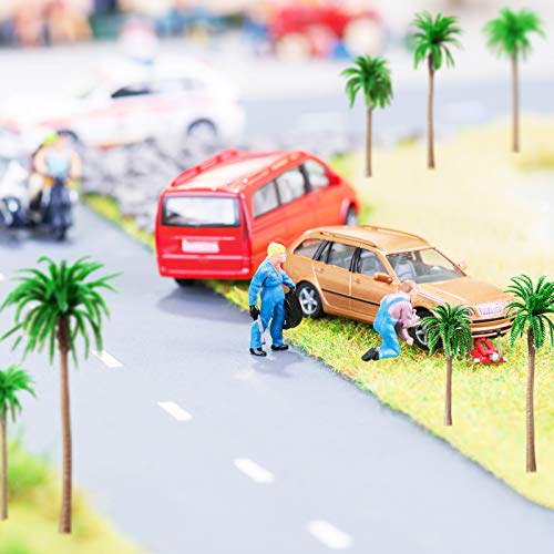 48 Pieces Plastic Model Tree Layout Rainforest Train Palm Tree Green Model Coconut Trees for Outdoor Home Garden Decoration