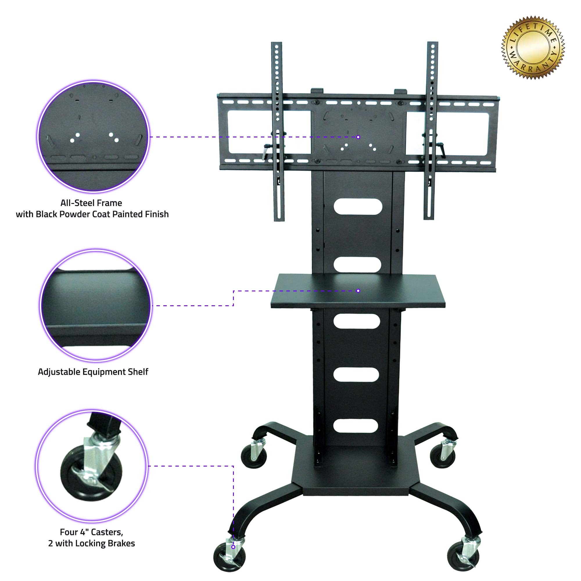 Luxor WPSMS51 - Mobile Flat Panel TV Stand and Mount