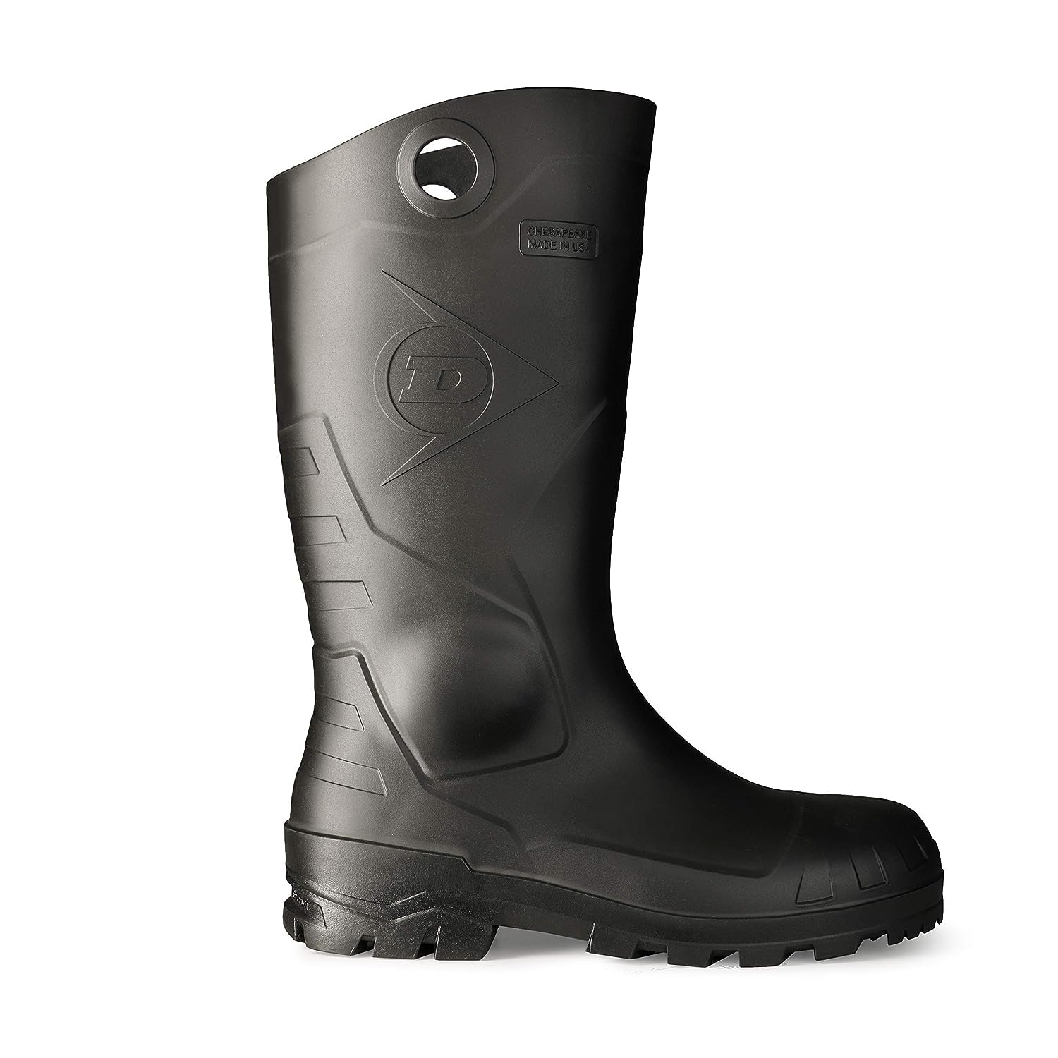 DUNLOP Protective Footwear, Chesapeake Plain Toe, 100% Waterproof, Lightweight and Durable PVC Boots, Slip Resistant, 8677577.14, Size 14 US, Black