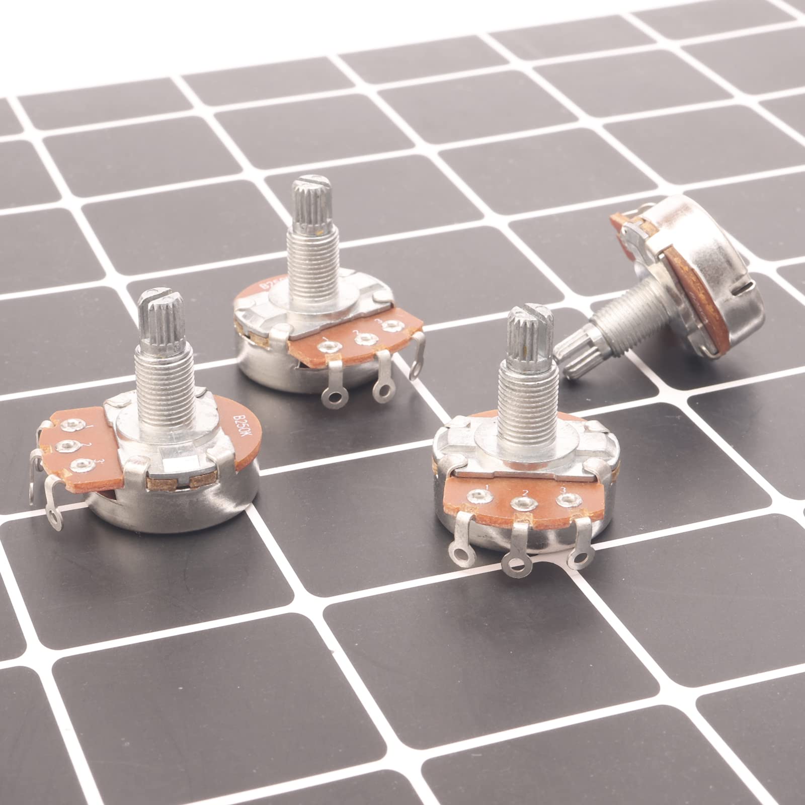 Full Size B250k Electric Guitar Potentiometer Bass Volume Pots Tone Long Split Shaft 18mm Pack of 5