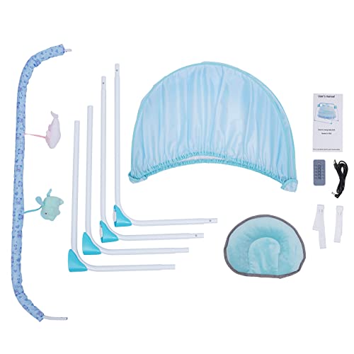 LOYALHEARTDY Baby Cradle Swing 5 Speed Electric Stand Crib Auto Rocking Chair Bed with Remote Control Infant Musical Sleeping Basket for 0-18 Months Newborn Babies, Mosquito Net+Mat+Pillow (Blue)