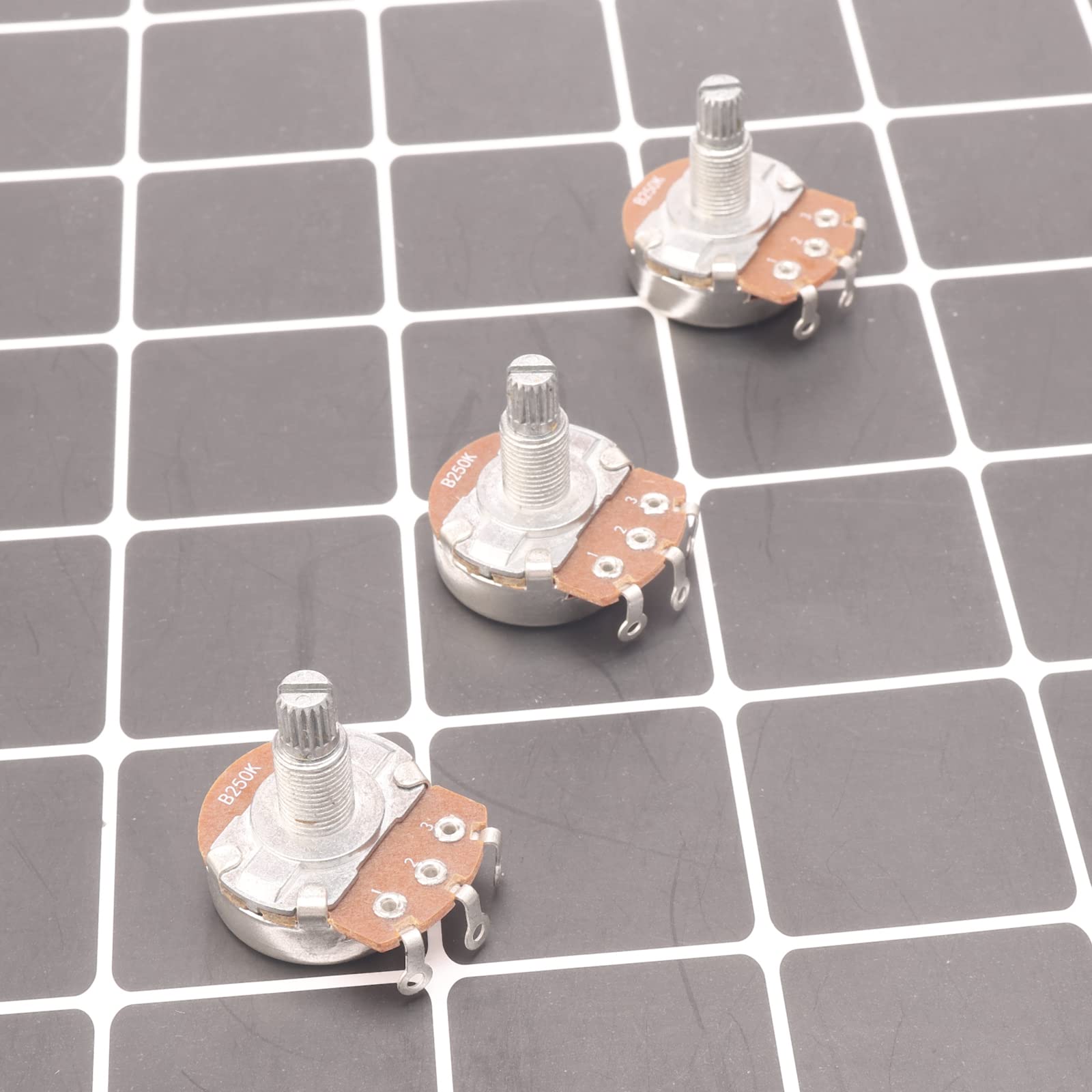 Full Size B250k Electric Guitar Potentiometer Bass Volume Pots Tone Long Split Shaft 18mm Pack of 5