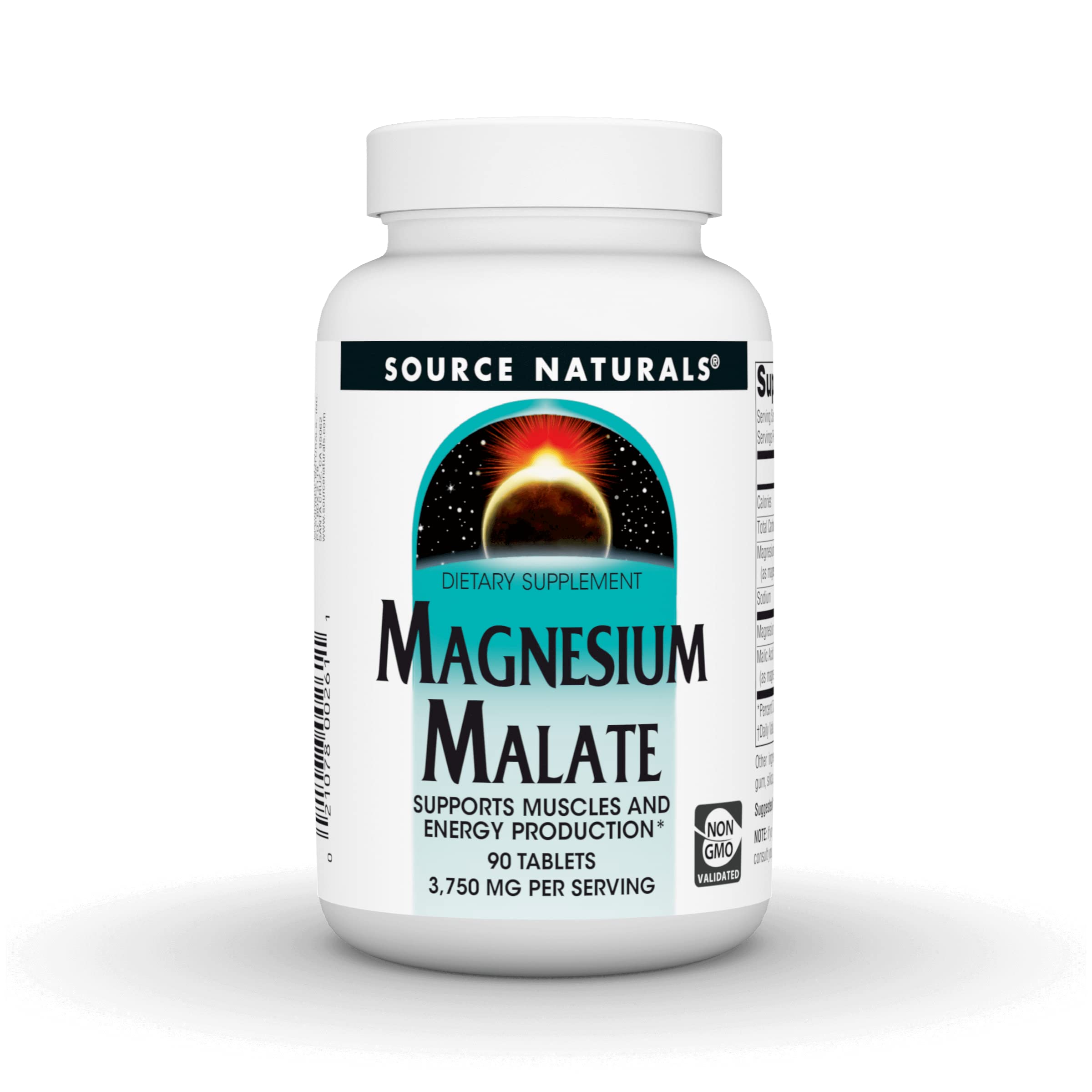 Source Naturals Magnesium Malate, Supports Muscles and Energy*, 3,750 MG per Serving - 90 Tablets