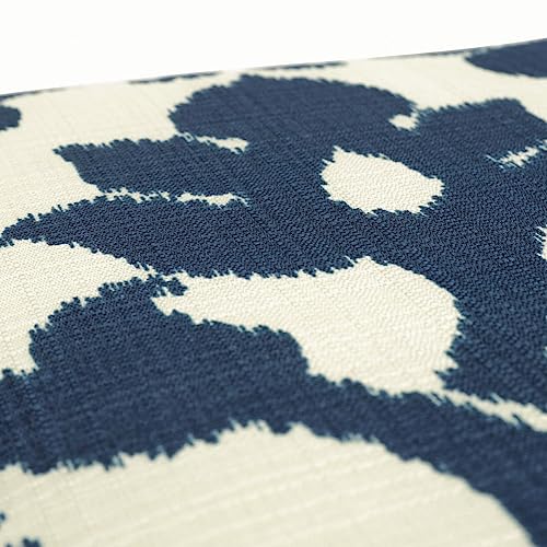 Pillow Perfect Damask Indoor/Outdoor Sofa Setee Bench Swing Cushion with Ties Weather, and Fade Resistant, 18" x 45", Blue Basalto Navy