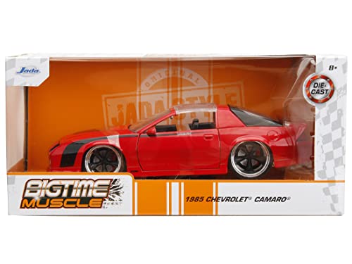 1985 Chevy Camaro Red with Black Stripes Bigtime Muscle Series 1/24 Diecast Model Car by Jada 34196