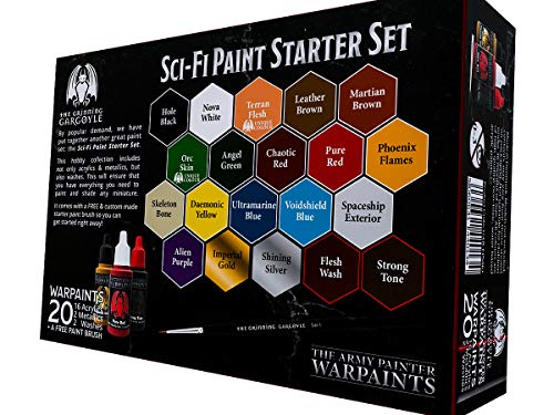 Grinning Gargoyle - Sci-Fi Paint Set - Acrylic Paints for Miniatures - 20x Assorted 18ml Colours with a Paint Brush - Army Painter Warpaints for Painting Space Marine and Aliens Figures (Starter)