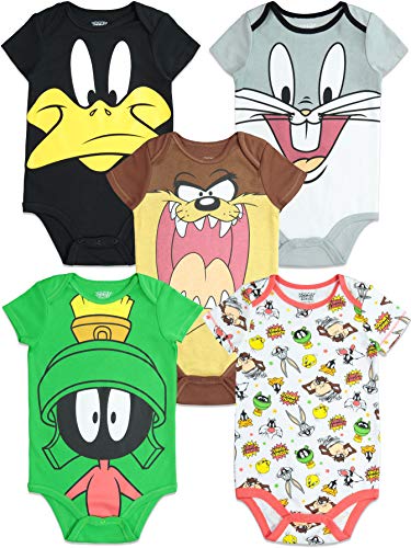 Warner Bros. Looney Tunes Newborn Baby Boy Girl 5 Pack Bodysuit (6-9 Months)