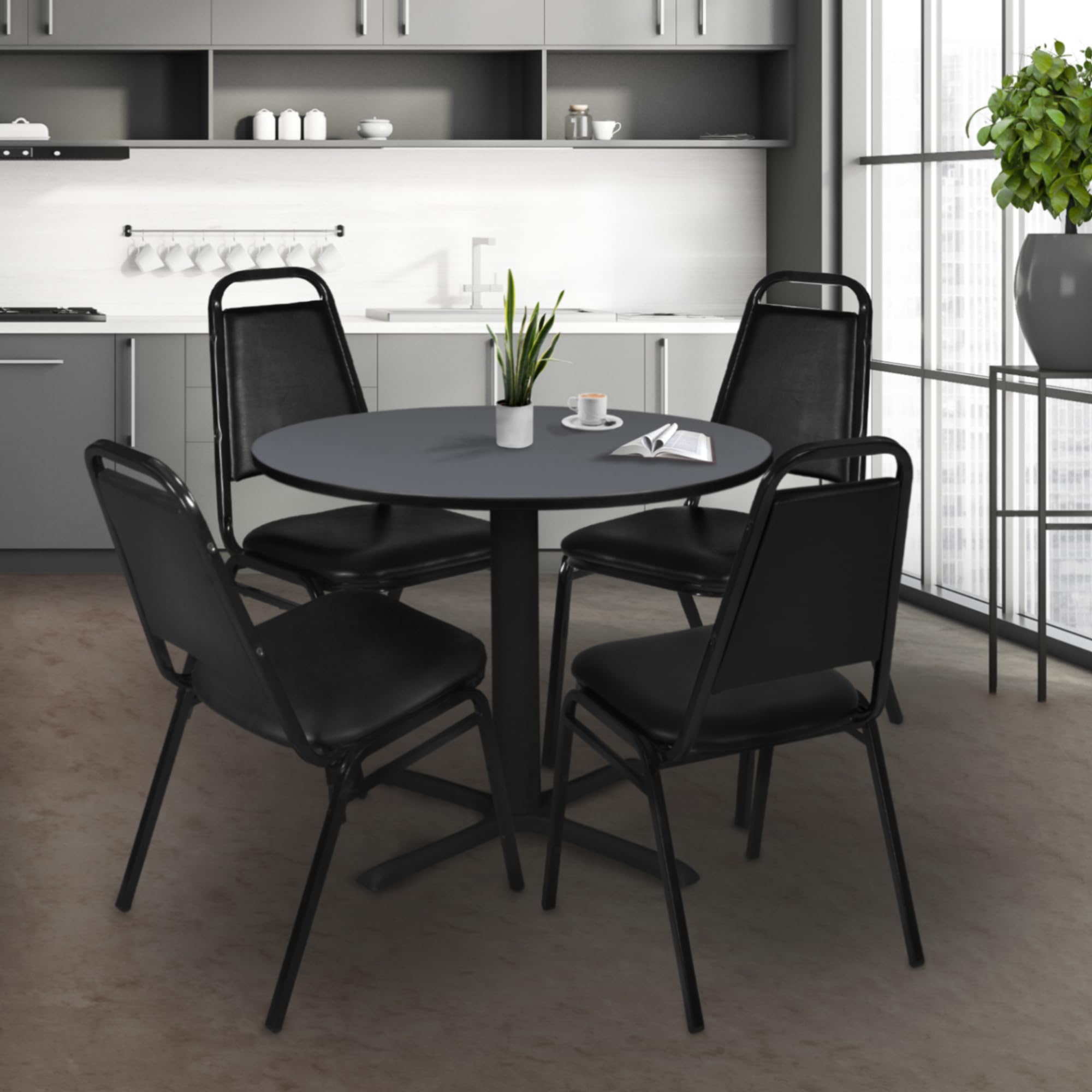 Cain 42" Round Breakroom Table- Grey