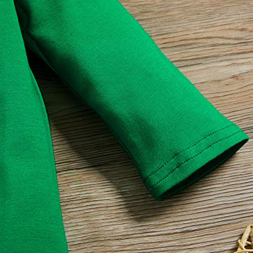 My 1st St. Patricks Day Romper Baby Girl Ruffle Jumpsuit Shamrock Print Long Sleeve Coming Home Outfits+Headband (Green, 1-3 Months)