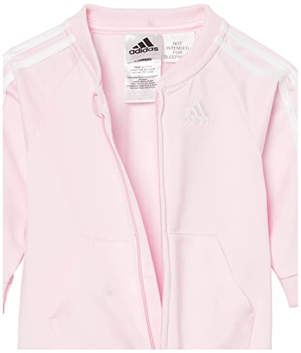 adidas girls Long Sleeve 3- Stripe Tricot Coverall Overalls, Clear Pink, 3 Months US