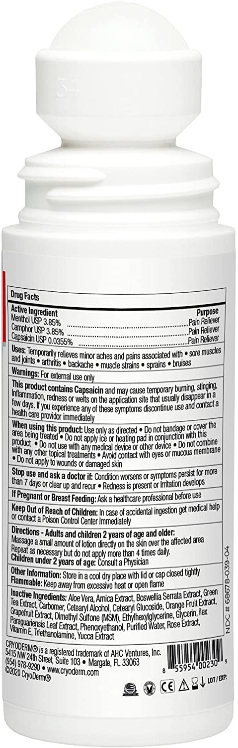 Cryoderm Heat Roll-On 3 oz.