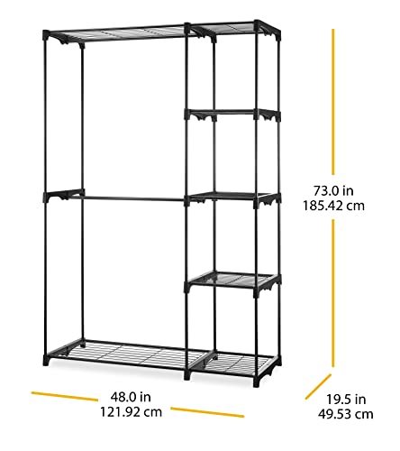 Whitmor Deluxe Double Rod Freestanding Closet Heavy Duty Storage Organizer