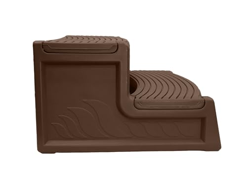 Confer Plastics Resin Multi Purpose Outdoor Non Slip Portable Spa and Hot Tub Handi-Step Deck Patio Steps Accessories, Espresso