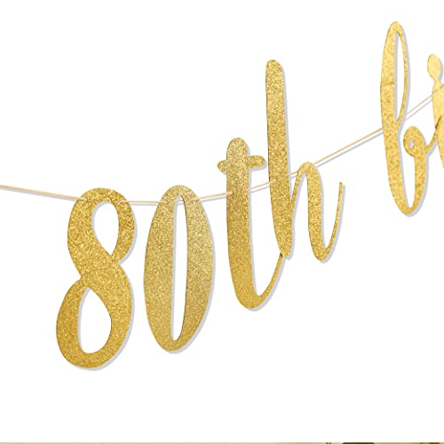 Happy 80th Birthday Banner - 80th Birthday Banner,80 Banner Gold,80th Anniversary Banner Gold,80th Birthday Banner for Women/men,happy 80th Birthday Banner Party Decorations