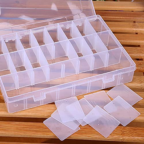 10/15/24 Grids Clear Plastic Organizer Box Storage Container Jewelry Box with Adjustable Dividers for Beads Art DIY Crafts Jewelry Fishing Tackles, Plastic Jewelry Box Organizer Storage Container 10