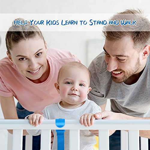 Baby Pull Up Rings, 2 Pack Bed Stand Up Assistant, Play Gym Crib Pull Ring for Toddler Kids Children Walking Training Tool(Blue and Green)