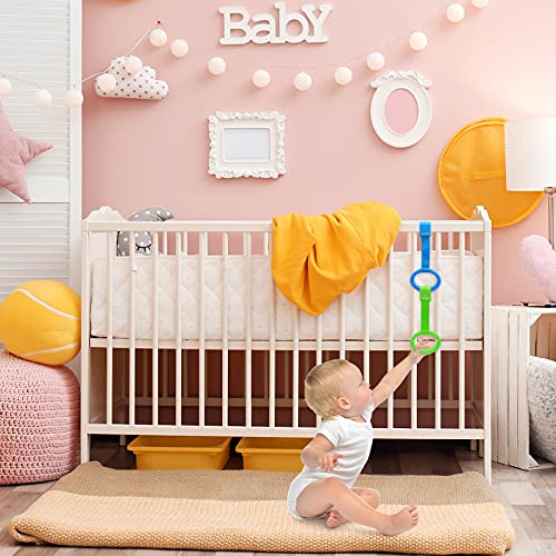 Baby Pull Up Rings, 2 Pack Bed Stand Up Assistant, Play Gym Crib Pull Ring for Toddler Kids Children Walking Training Tool(Blue and Green)