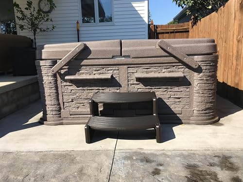 Confer Plastics Resin Multi Purpose Outdoor Non Slip Portable Spa and Hot Tub Handi-Step Deck Patio Steps Accessories, Espresso
